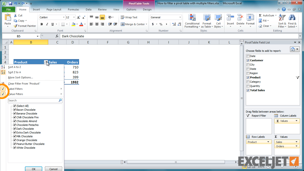 Excel Tutorial How To Filter A Pivot Table With Multiple Filters